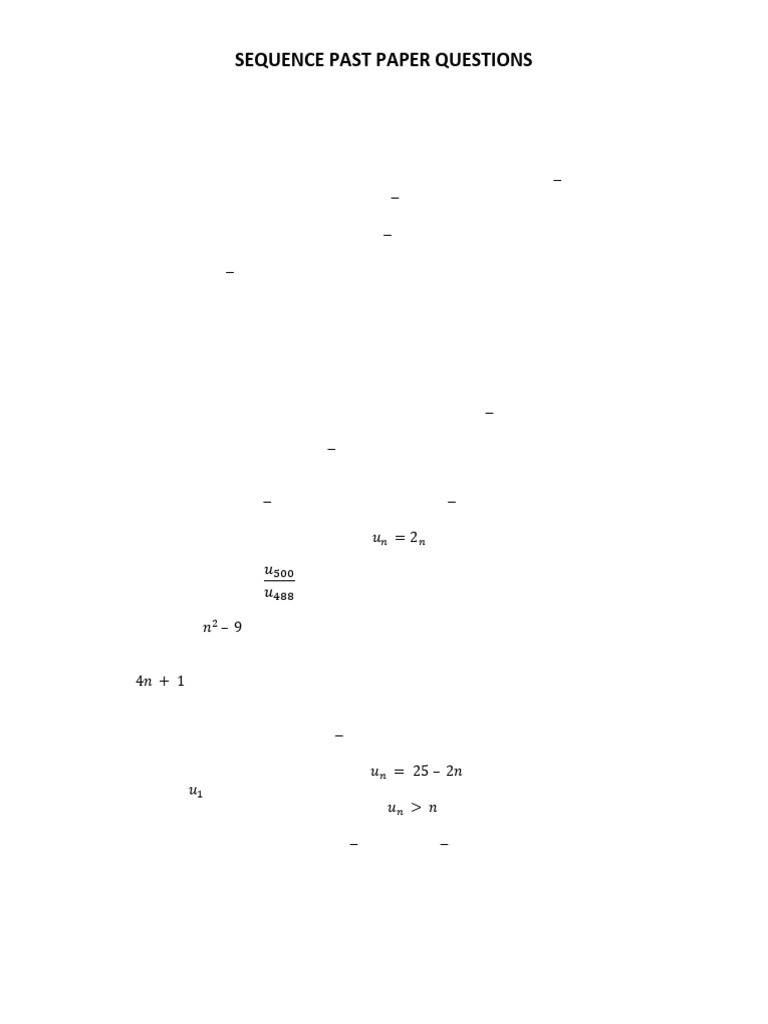 Sequence Past Papers | PDF