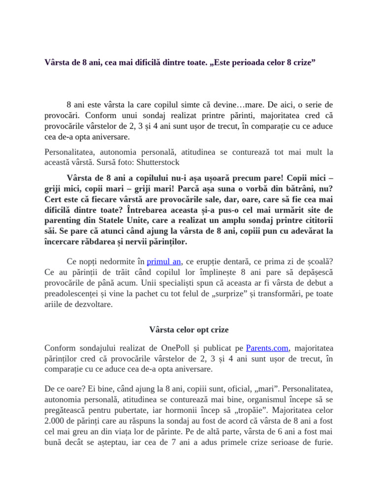 Copilul La 8 Ani | PDF