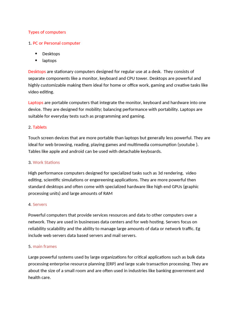 Types of Computers | PDF