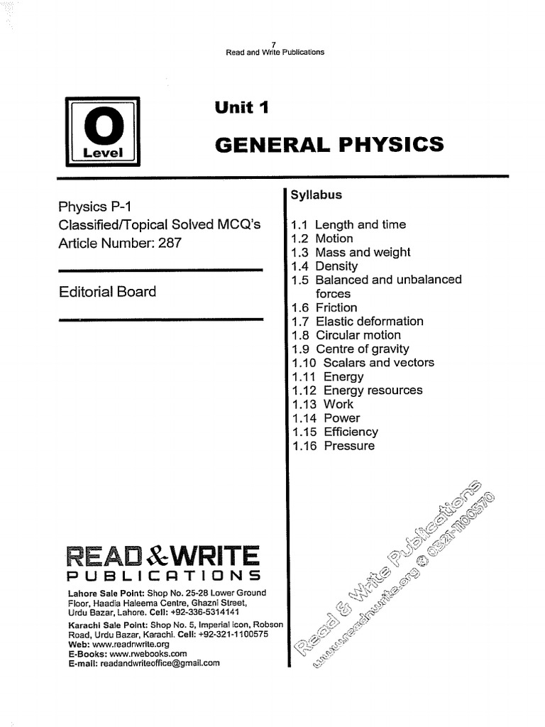 O Level Physics P1 Topical - Revision Sheets 9 | PDF
