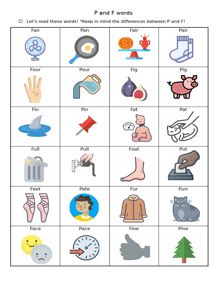 P and F Words | PDF