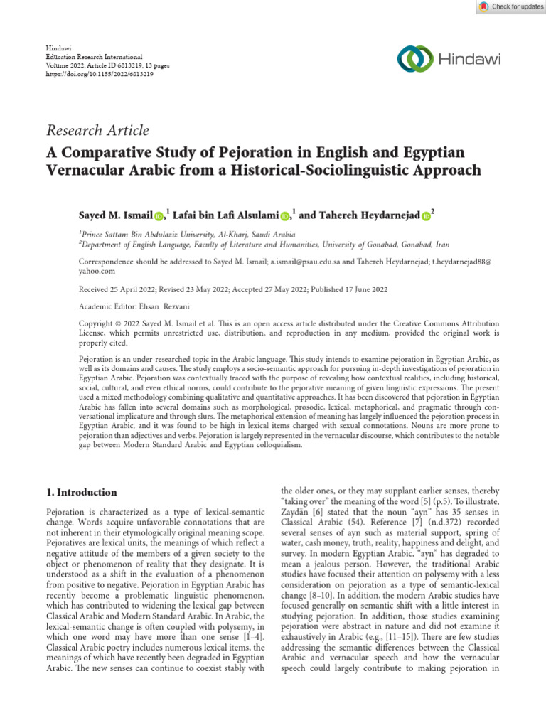 Education Research International - 2022 - Ismail - A Comparative Study ...