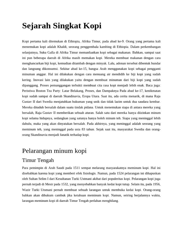 Sejarah Singkat Kopi | PDF