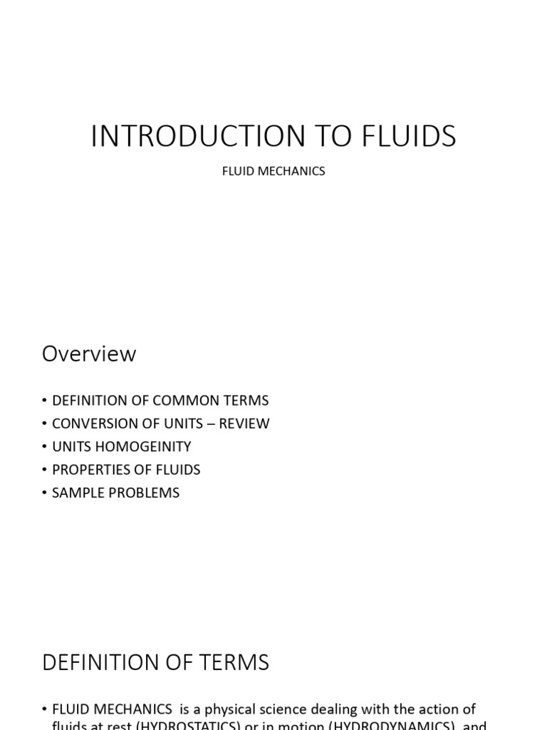 1-Introduction To Fluids | PDF