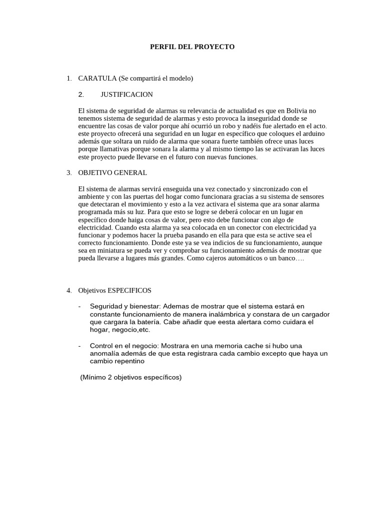 Perfil de Proyecto | PDF