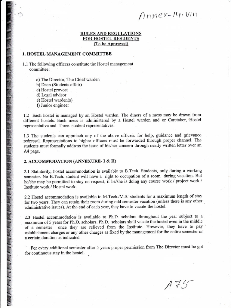 Rules Regulations for Hostel | PDF