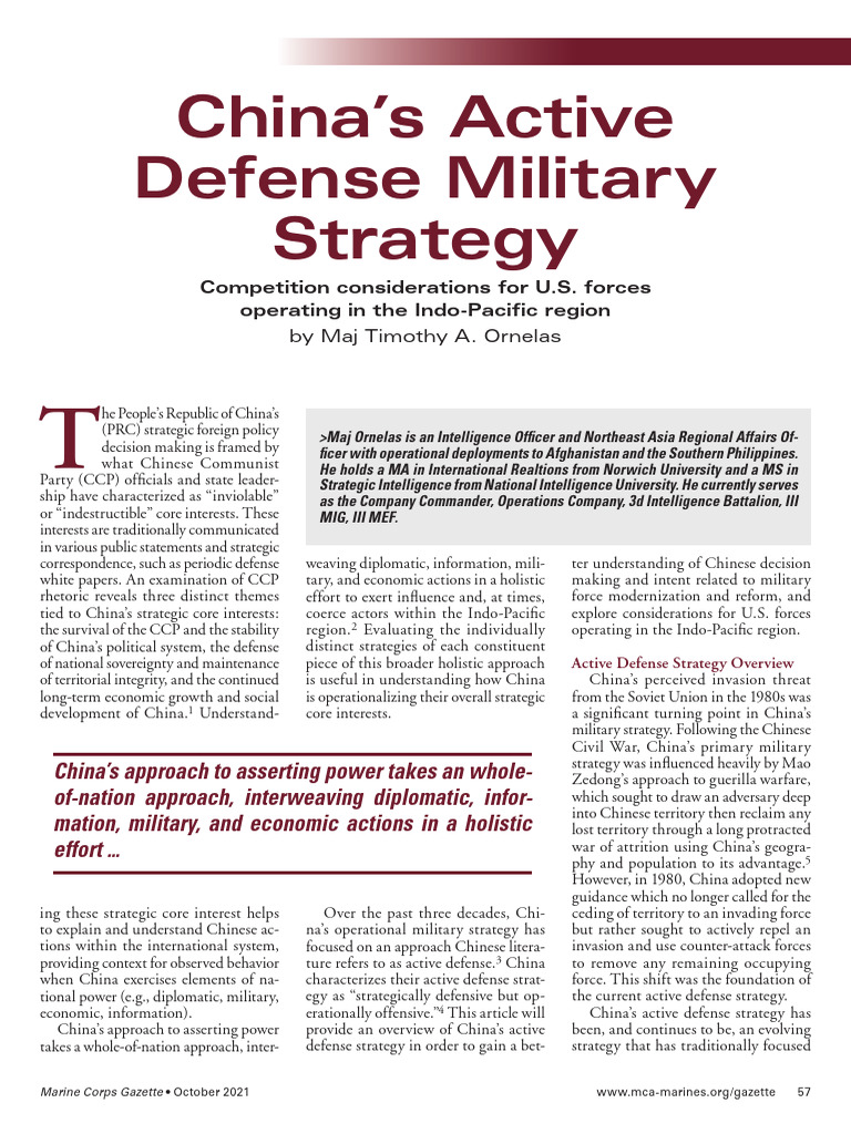 57 Chinas Active Defense Military Strategy | PDF