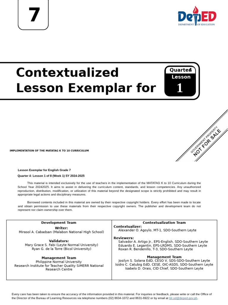 Q4 Final LE Eng7 L1 W1 Contextualized | PDF