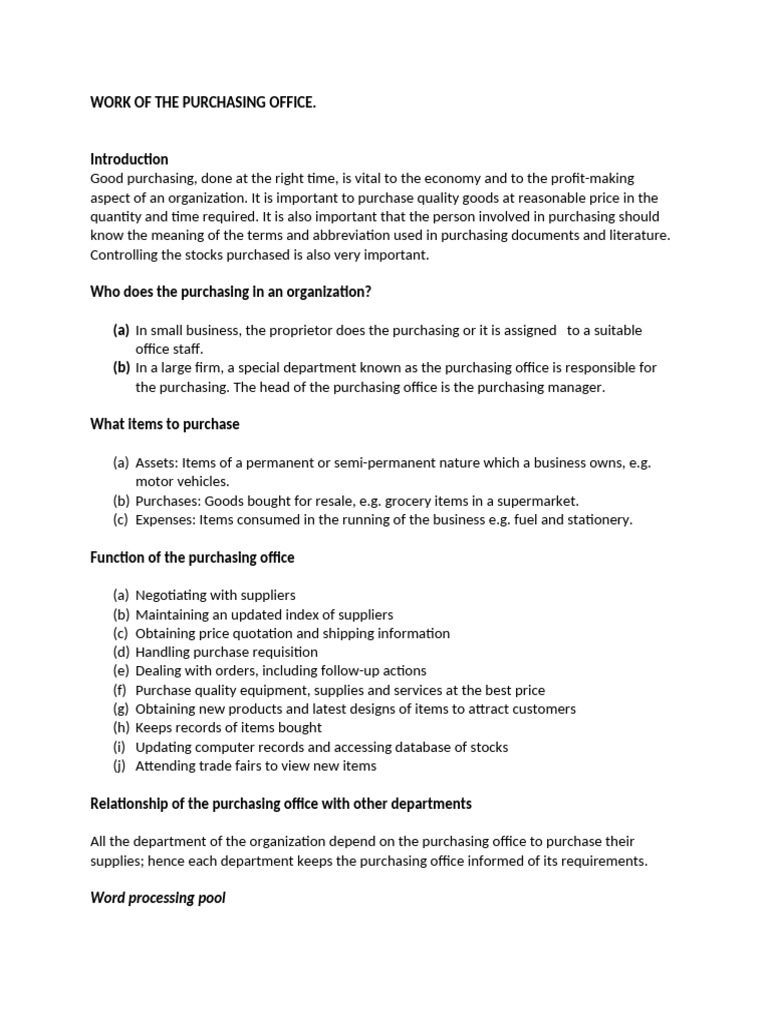 Handout 10 PURCHASING AND STOCK CONTROL | PDF