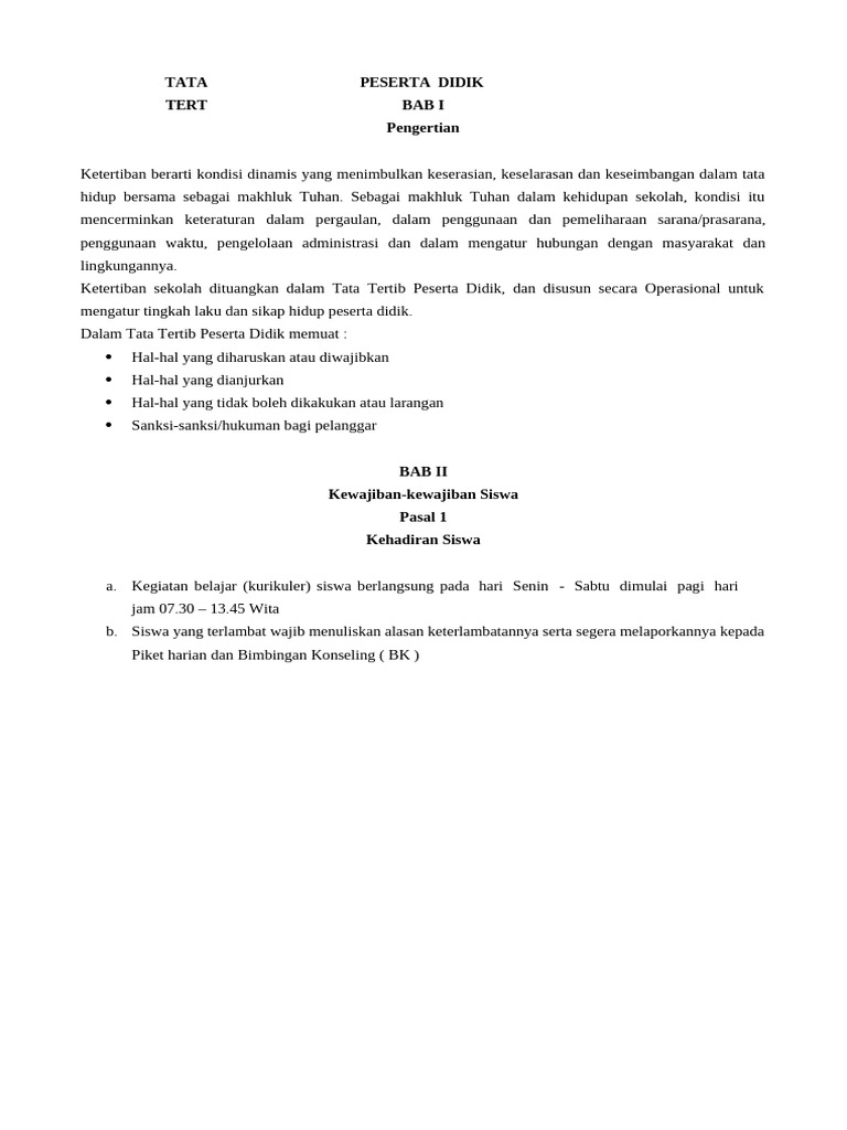 Tata Tertib Peserta Didik Baru 2024-2025 | PDF