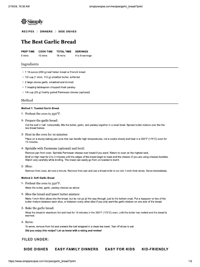 Garlic Bread | PDF