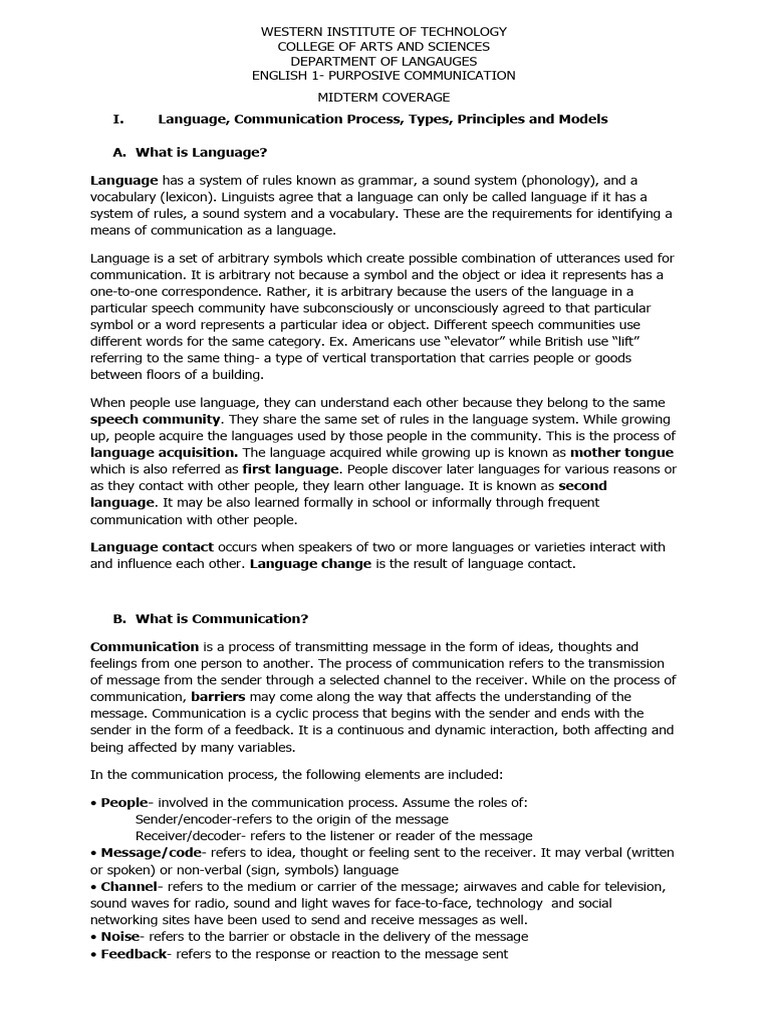 ENGLISH 1 Midterm Lessons | PDF