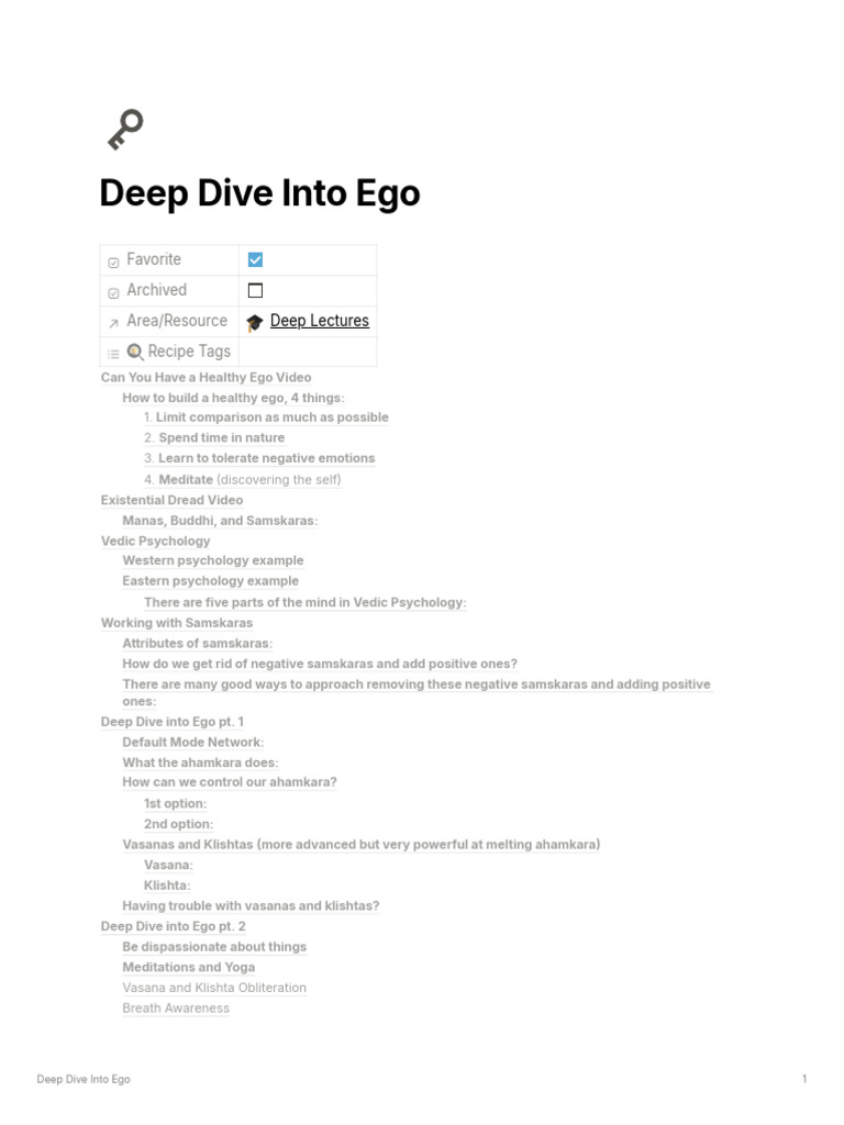 Deep Dive Into Ego | PDF
