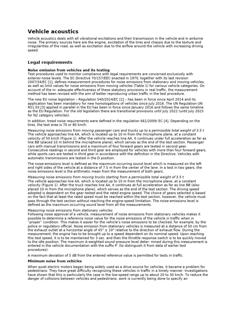 Vehicle Acoustics | PDF