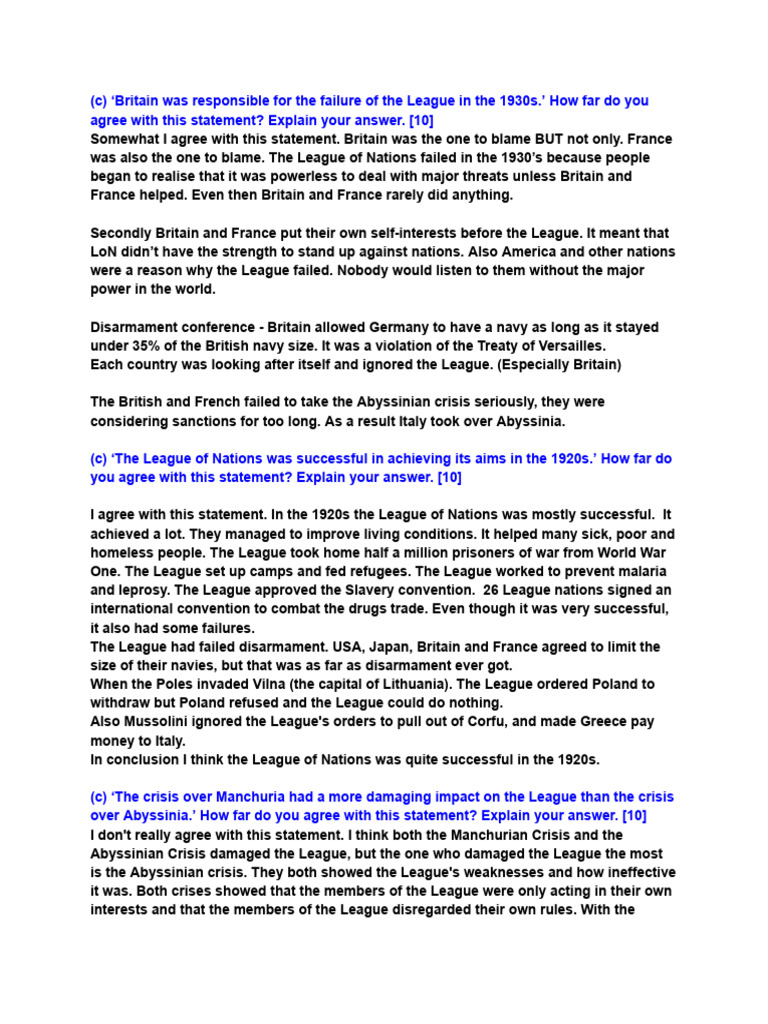 League of Nations Past Papers | PDF