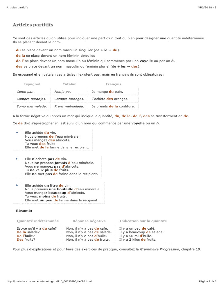 03.03 Articles Partitifs | PDF