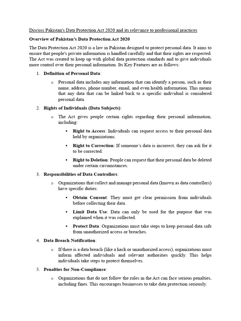 Pakistan data protection act 2020 (1) | PDF