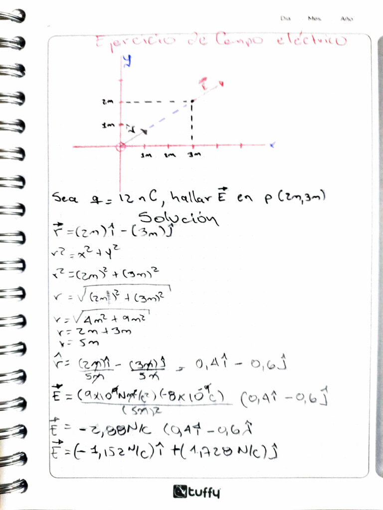 Ejercicio de Campo Eléctrico Por Bustos Urrego Edwin Dario Cod 81825 | PDF