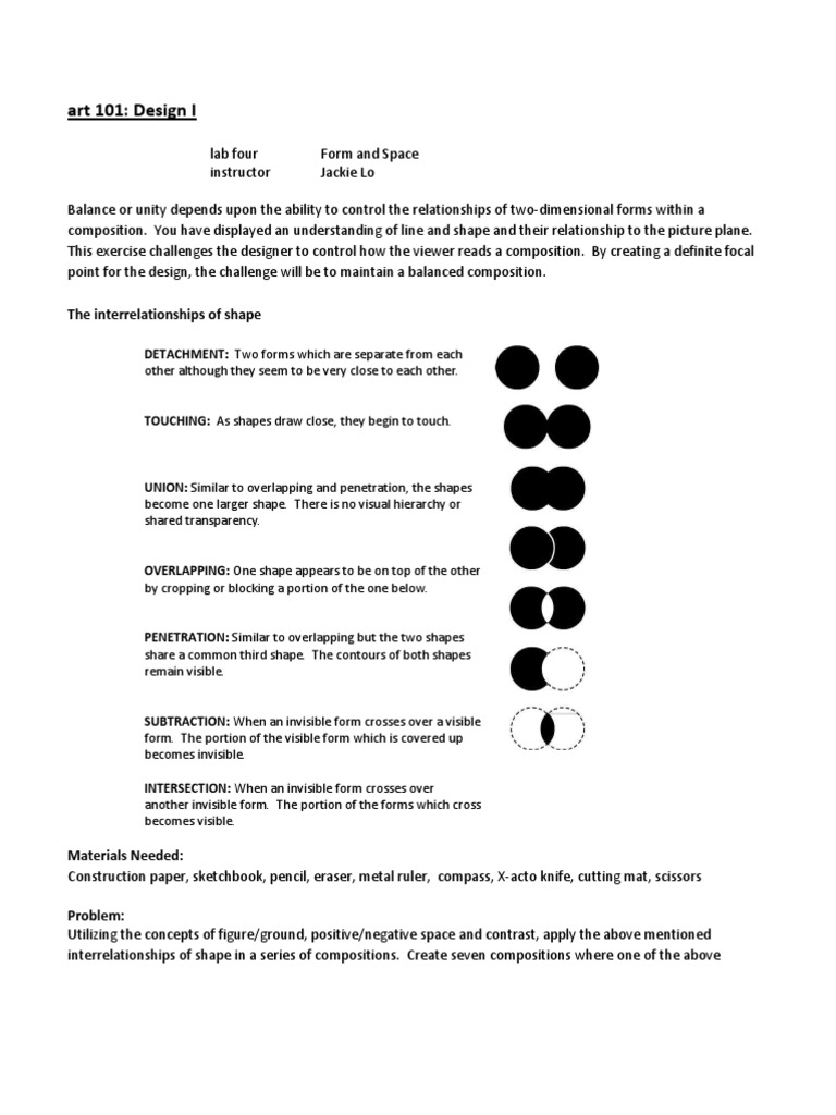 Week 4 LAB 4 Form and Space | PDF | Shape | Composition (Visual Arts)