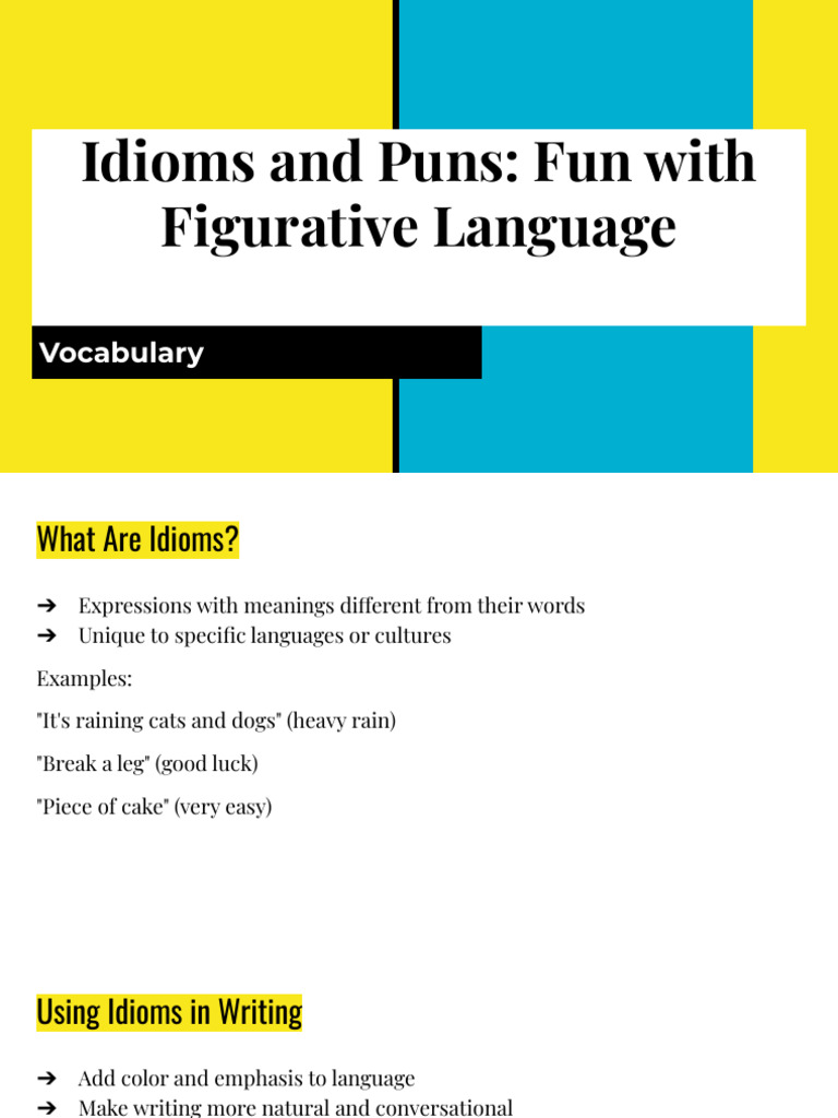 Idioms and Puns - Fun With Figurative Language | PDF