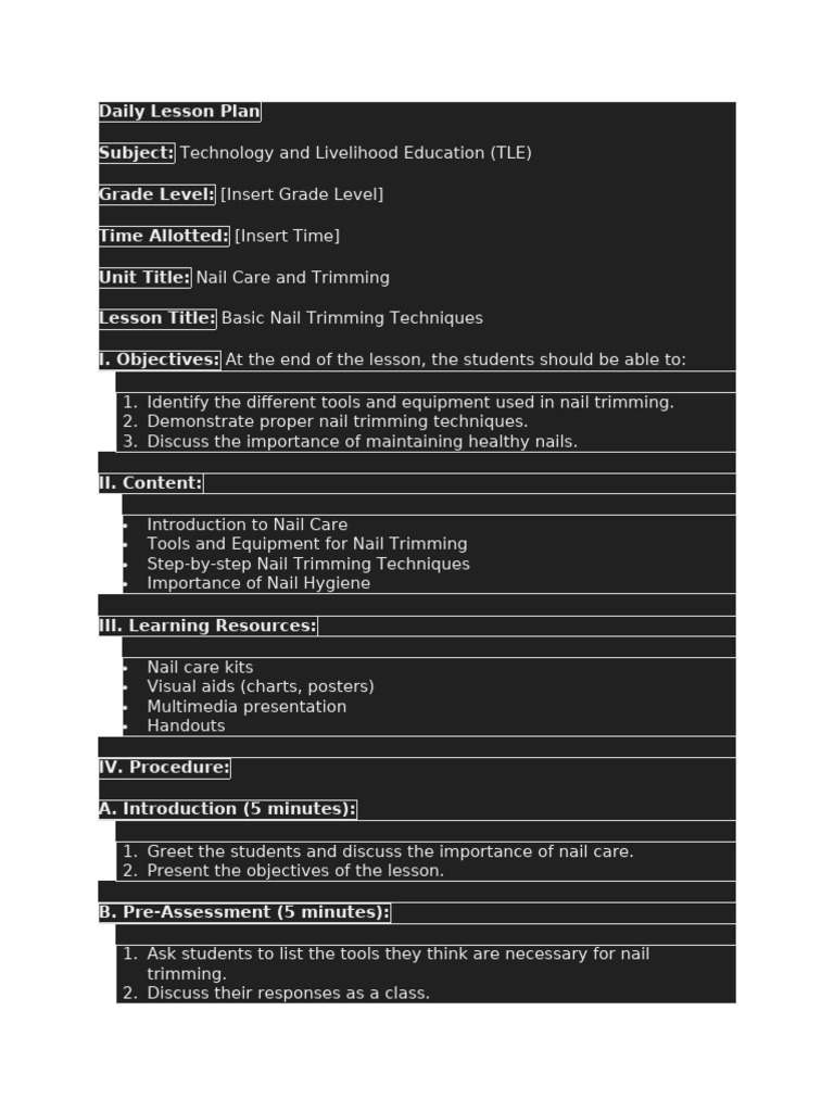 Daily Lesson Plan Sample-Tle | PDF