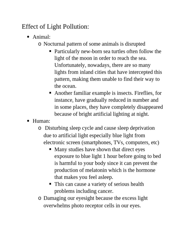 Effect of Light Pollution | PDF