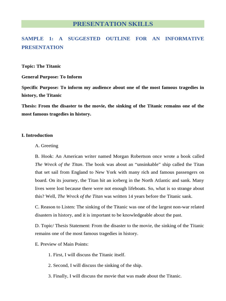 Sample 1. Informative Presentation | PDF | Ships | Water Transport