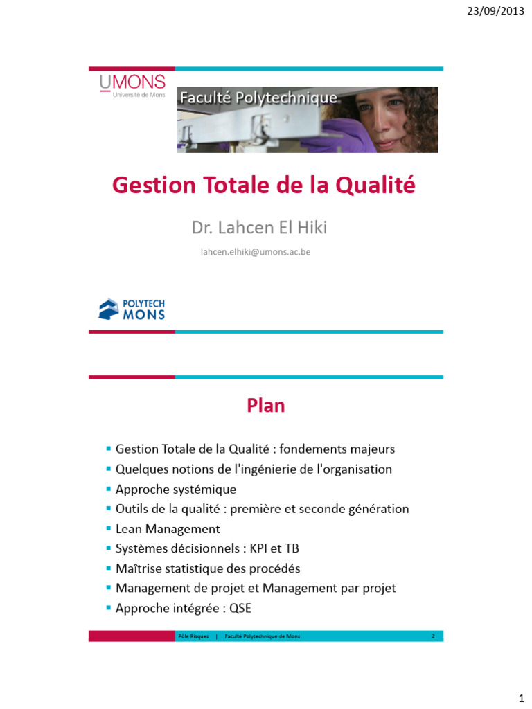 Cours Gestion Totale de La Qualité | PDF