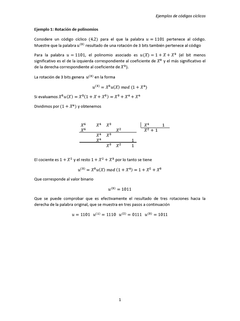 Ejemplo Codigos Ciclicos | PDF