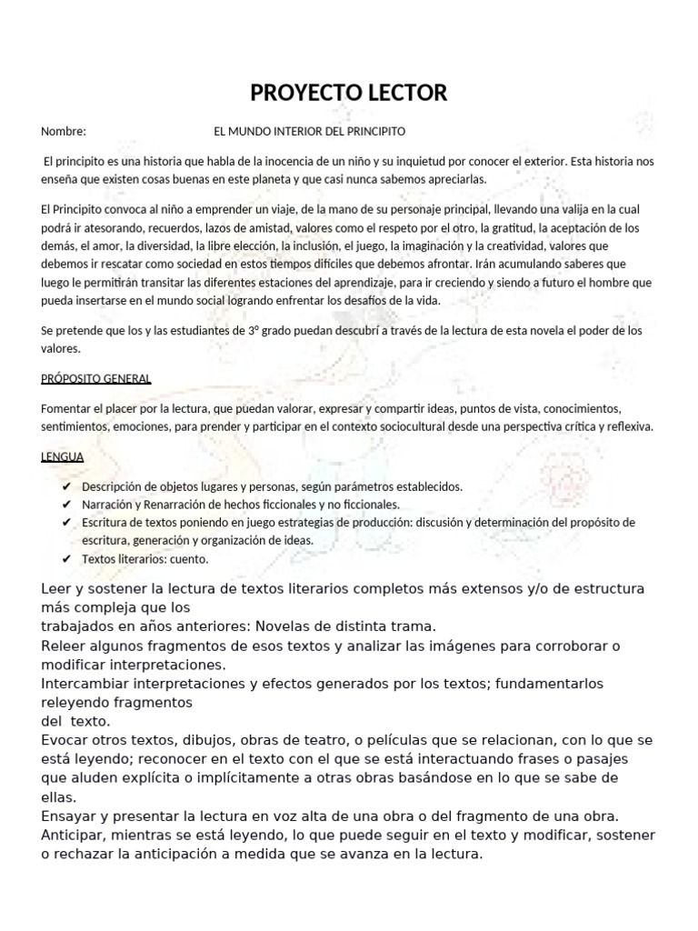 Proyecto Lector 3° B | PDF