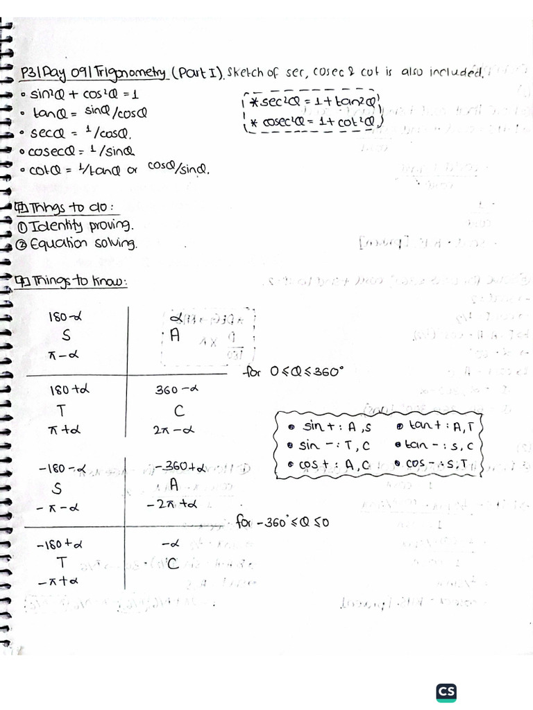 p3 Trig (All Formulas) | PDF