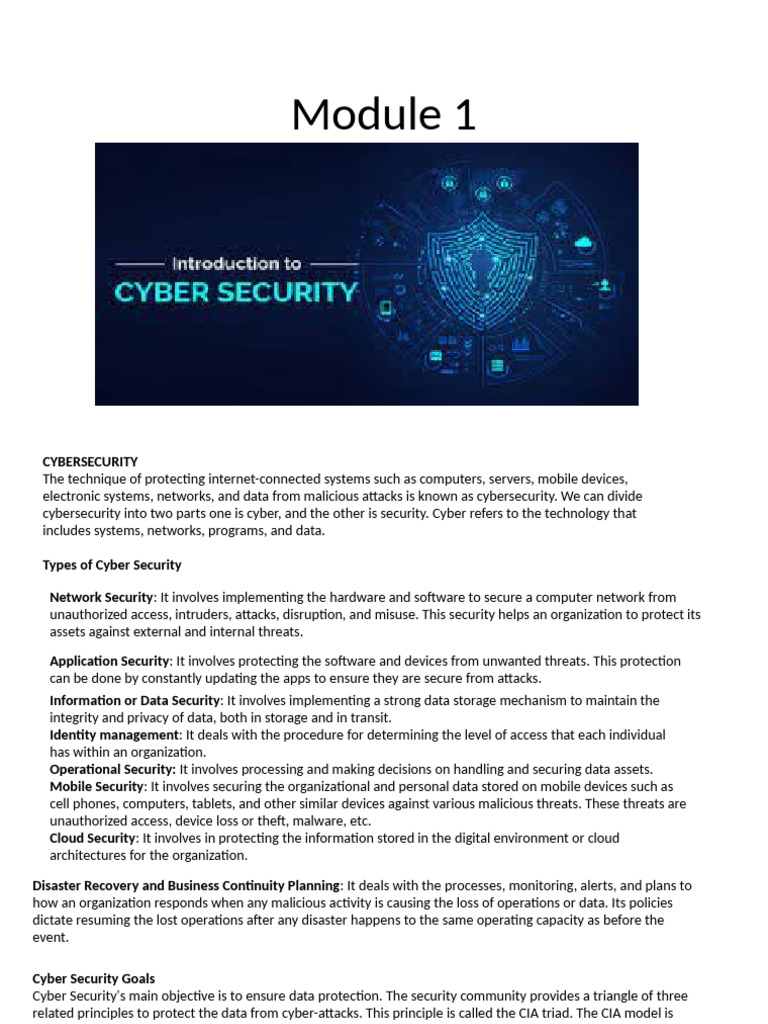 Cybersecurity Module1 | PDF