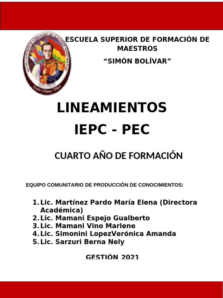 4° - Lineamientos Iepc-Pec 2021 | PDF