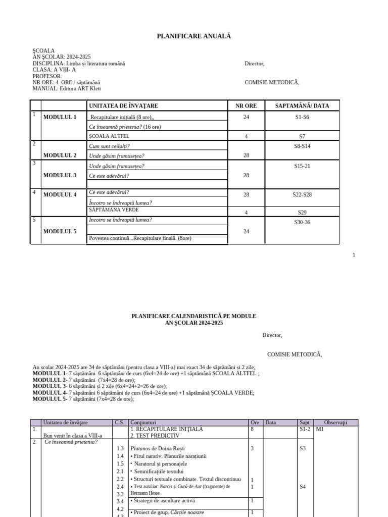 8 Planificare Anuala 25 | PDF