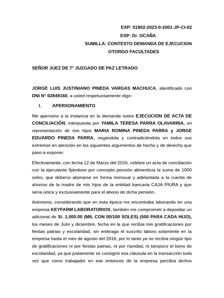 Contestacion de Demanda | PDF