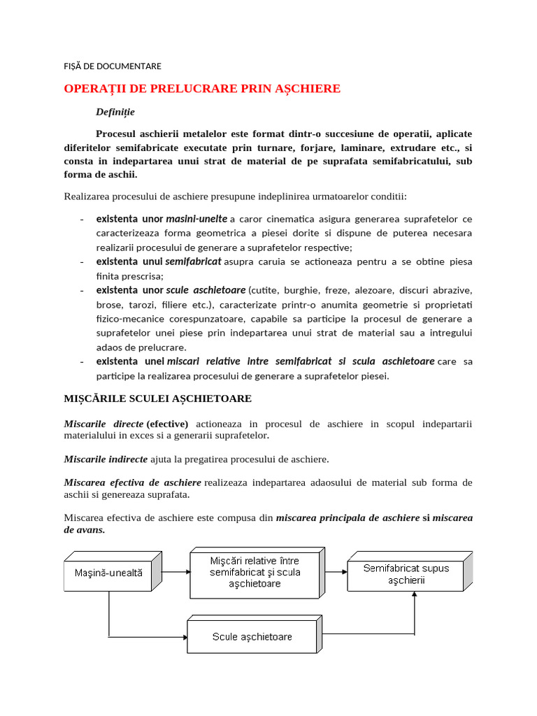 Procesul de Prelucrare prin Așchiere | PDF | Tecnología