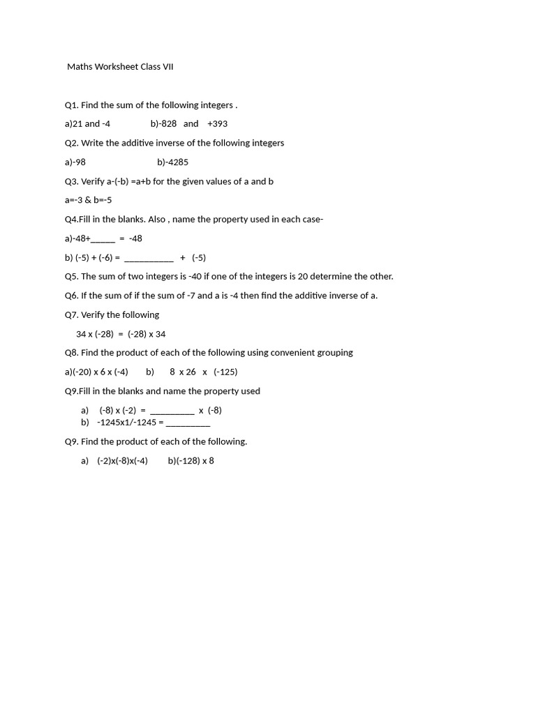 Vii Worksheet Pt1 | PDF