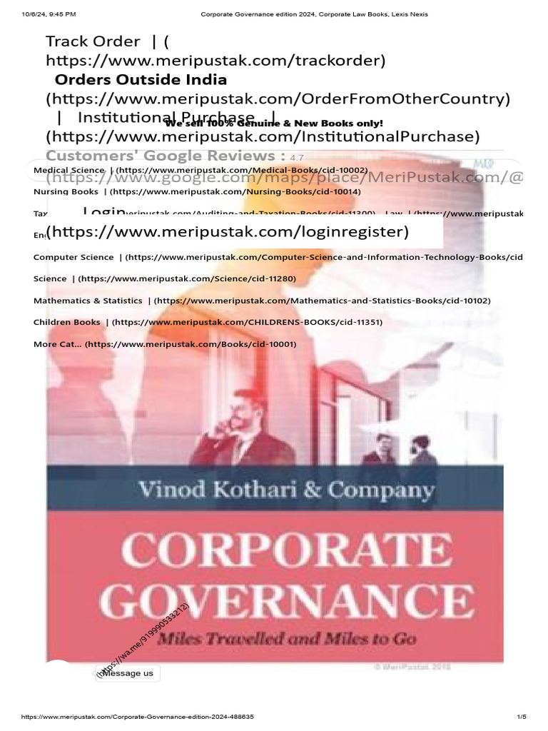 Corporate Governance Edition 2024, Corporate Law Books, Lexis Nexis | PDF