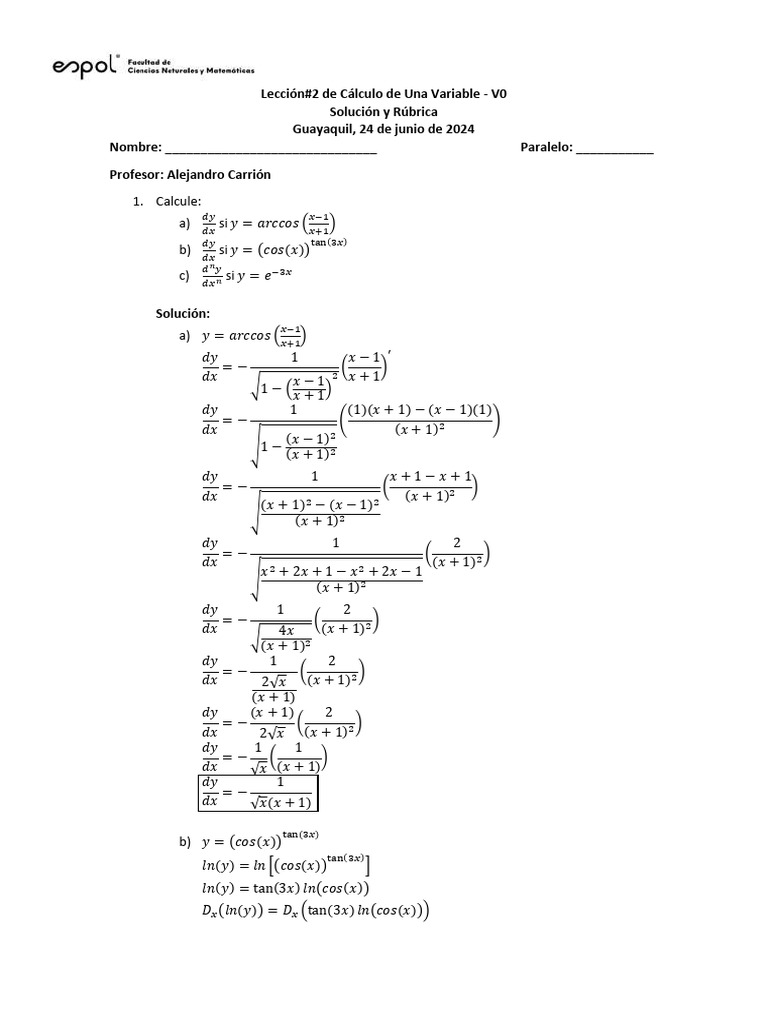 LECCION2 - V0 - SOLUCION - RUBRICA Espol Cuv | PDF
