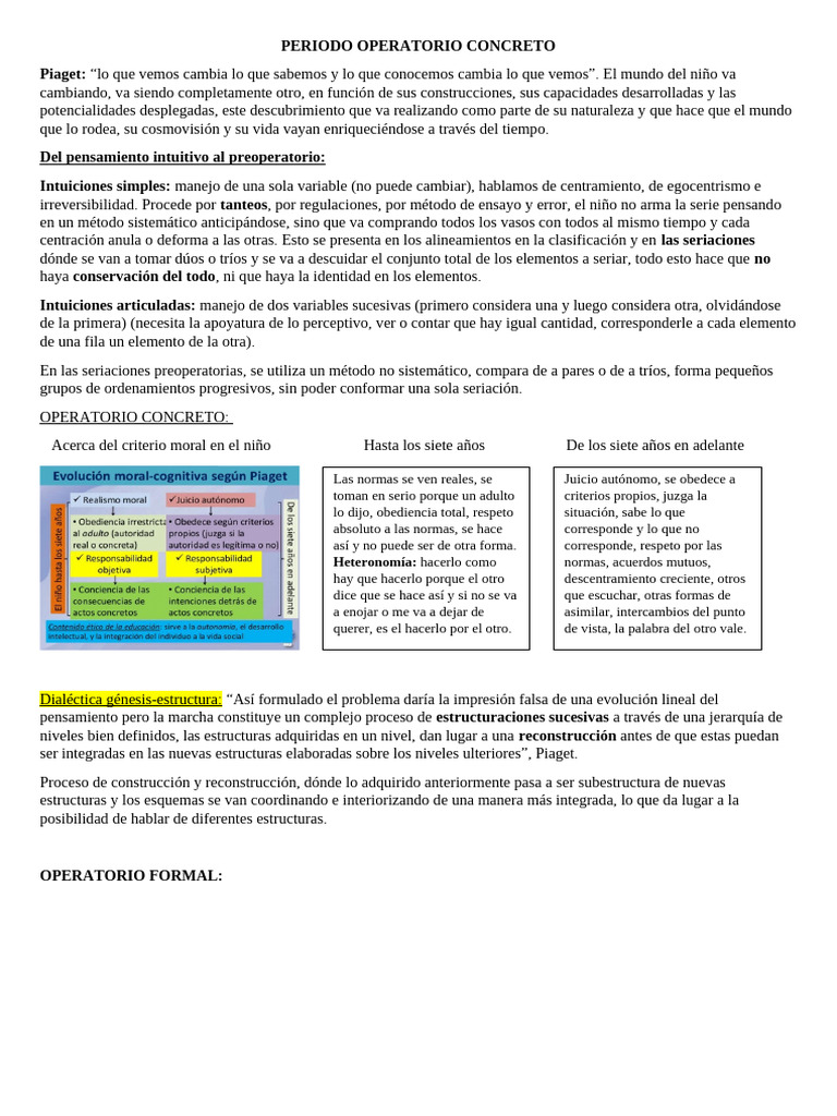 Periodo Operatorio Concreto | PDF