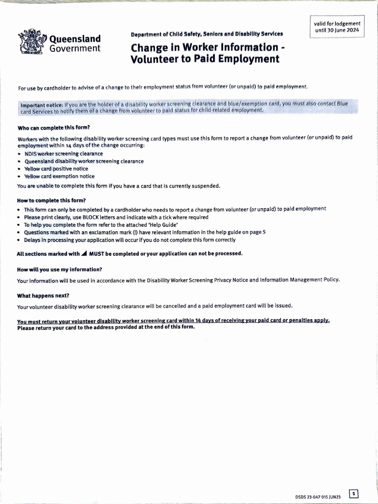 Ndis Paid Change Form | PDF