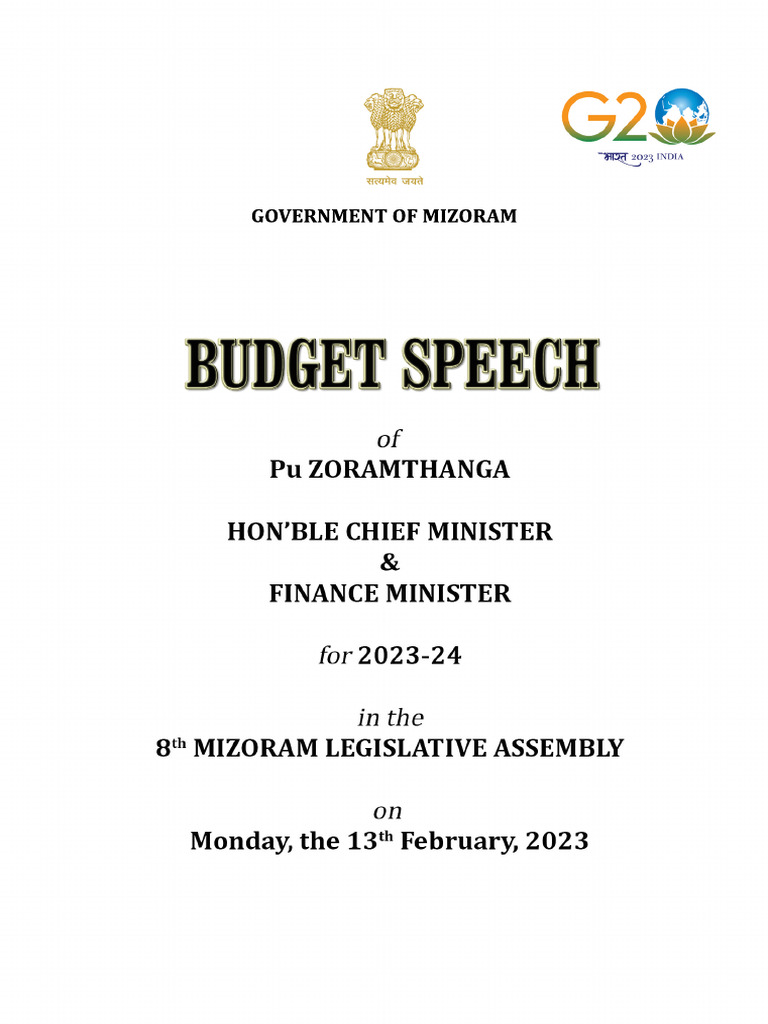 Mizoram Budget Speech 2023-24 | PDF | Government Budget Balance ...