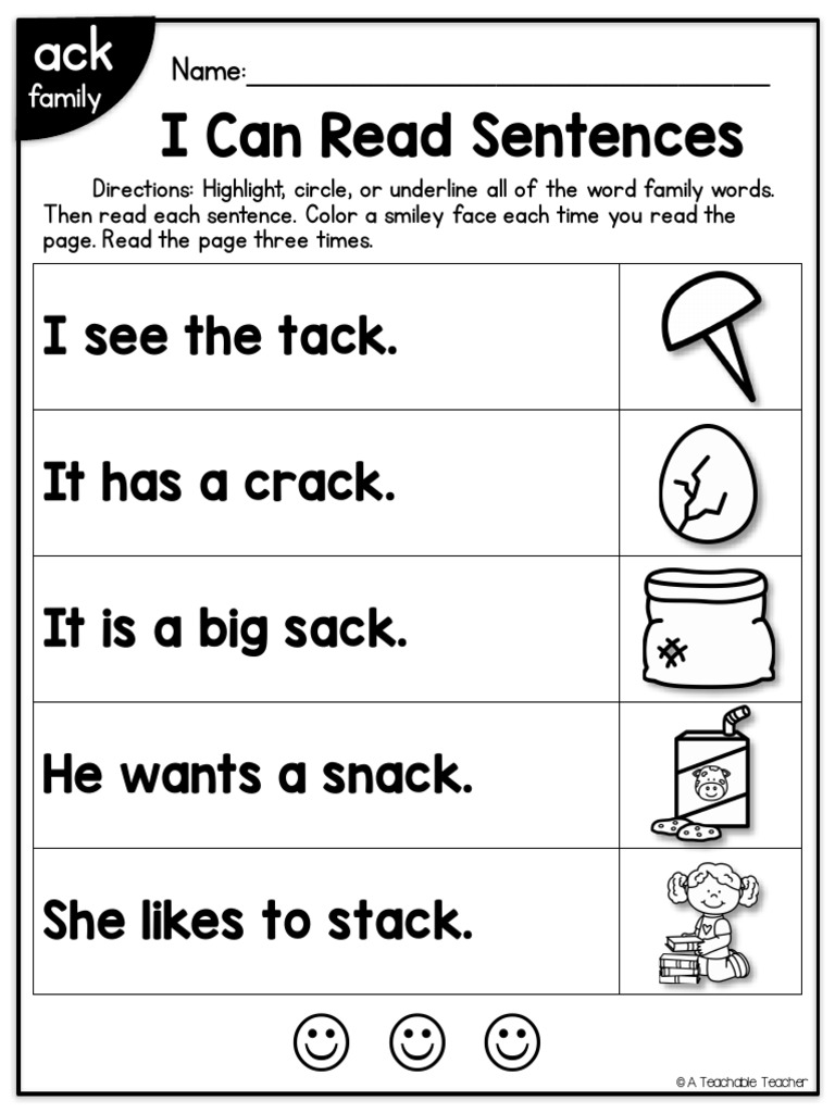 Word Family Sentences Practice | PDF | Language Arts & Discipline