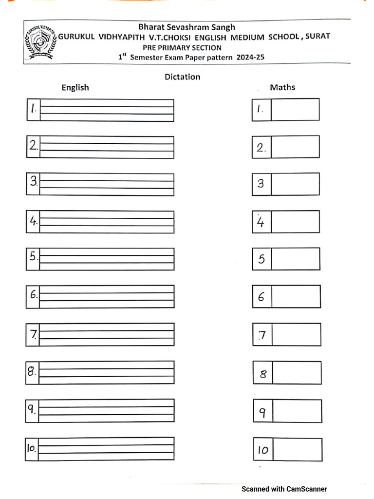 1st Semester Dictation Exam Paper Pattern 24-25 | PDF