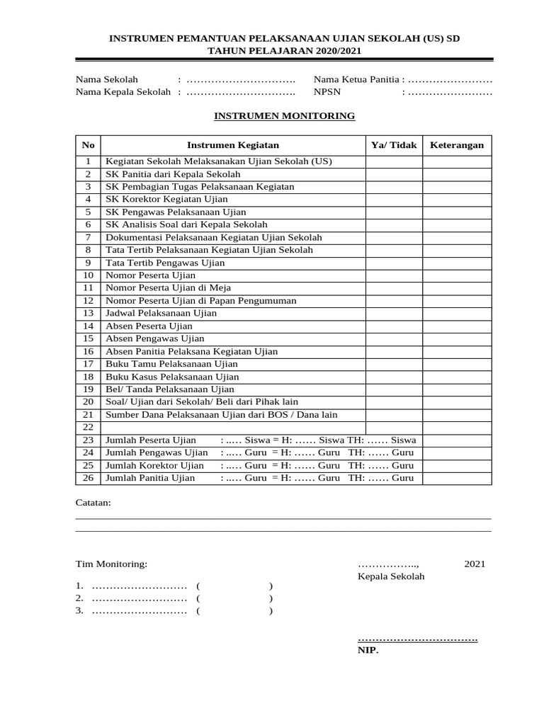 Instrumen Monitoring US | PDF