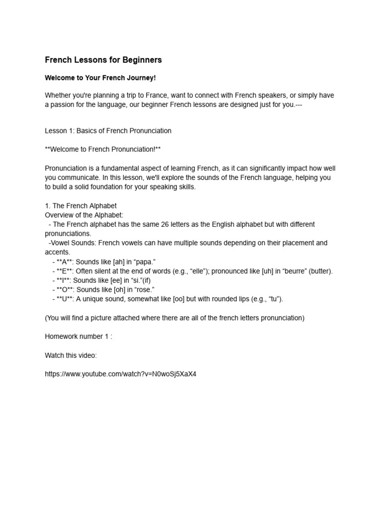 French Lessons for Beginners | PDF