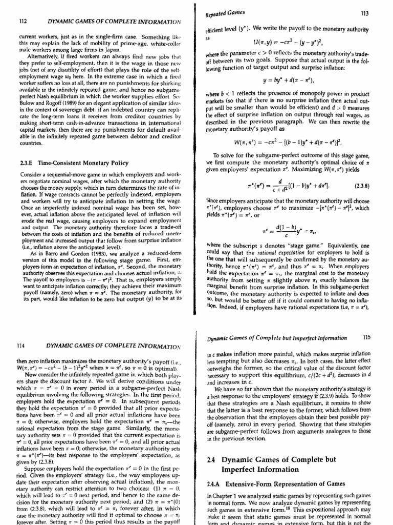 Gibbons-Game-Theory-Time Consistency MP | PDF