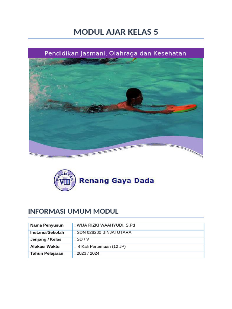 09. Pelajaran VIII Renang Gaya Dada | PDF