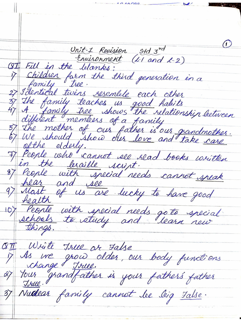 Unit 1 Evs Revision std ,3 | PDF