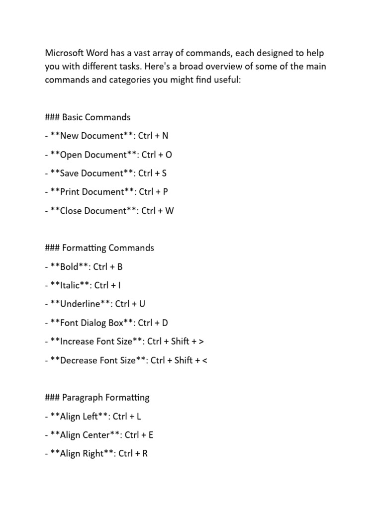 Microsoft Word Has A Vast Array of Commands | PDF